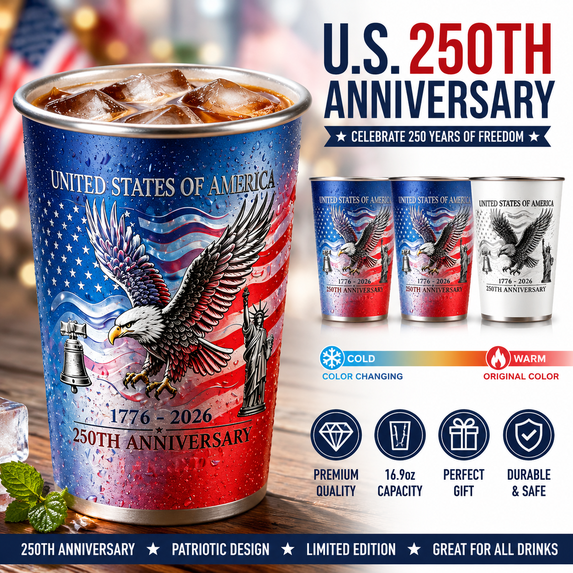 U.S. 250th Anniversary Color Changing Patriotic Tumbler, 16.9oz ...