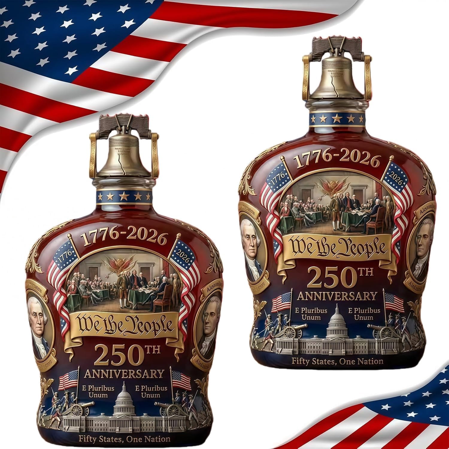U.S. 250th Anniversary Commemorative Whiskey Decanter Bottle with ...