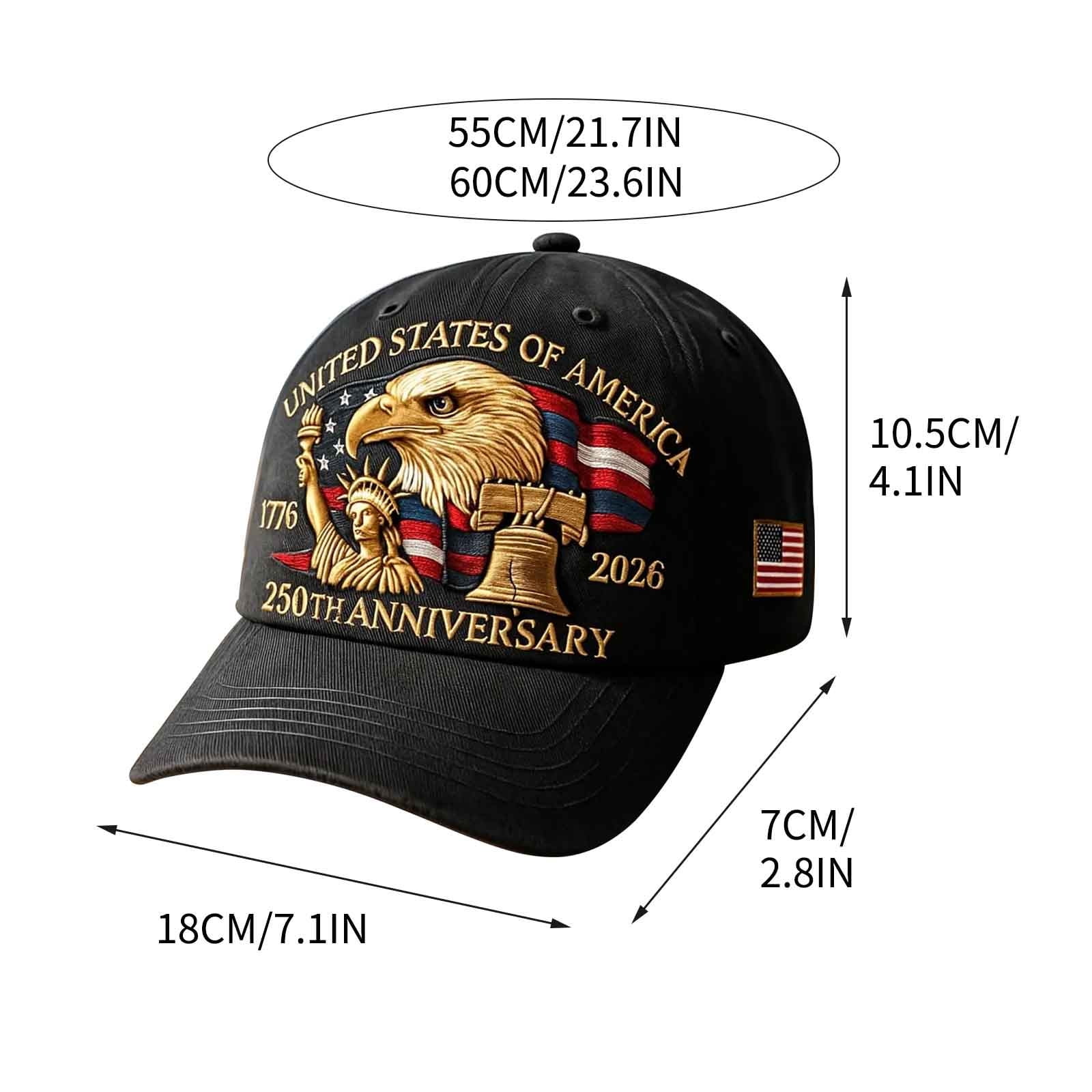 U.S. 250th Anniversary Embroidered Retro Washed Cap, Adjustable ...