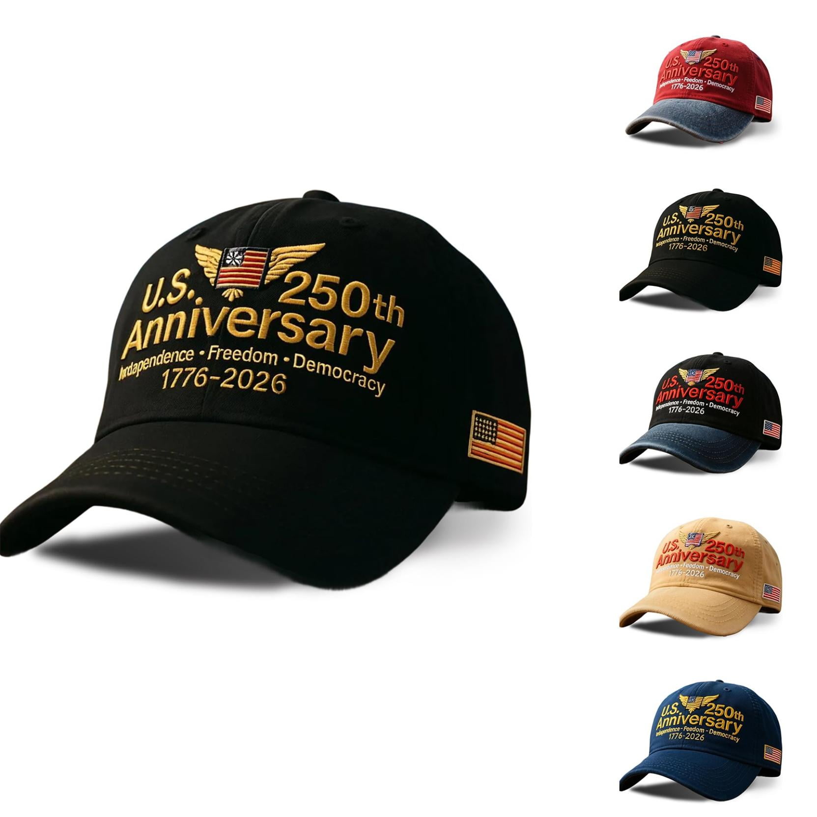 U.S. 250th Anniversary Hat, AdjUStable Retro Washed Baseball Cap, Army ...