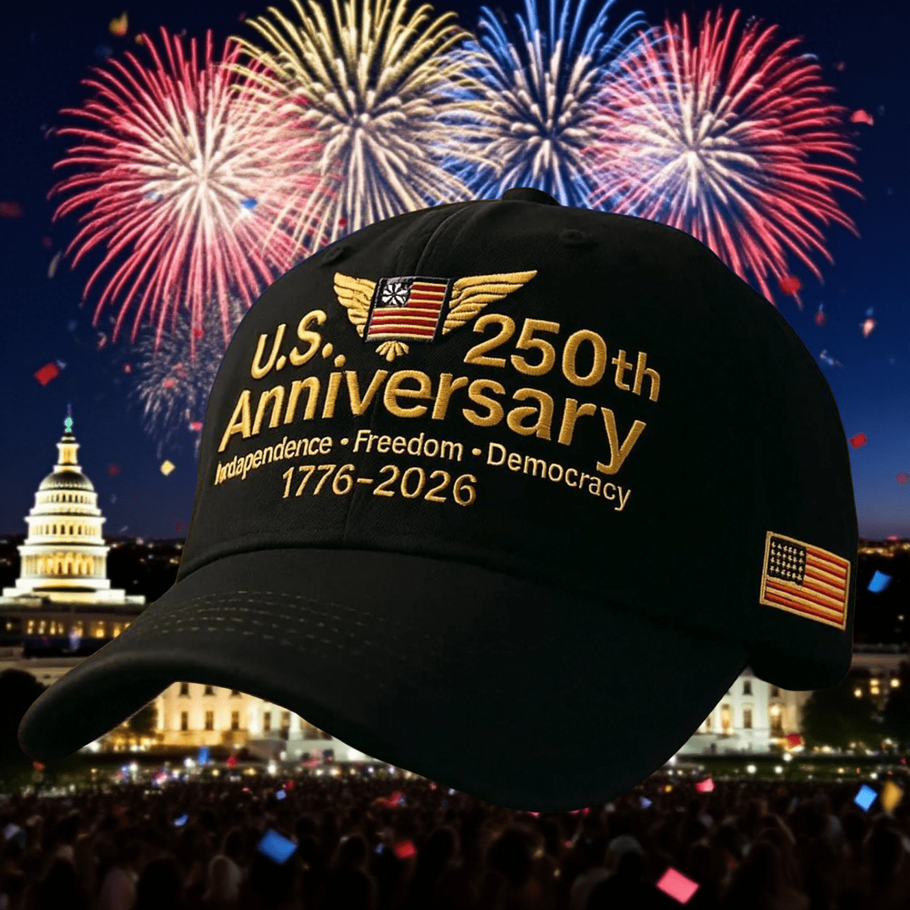 U.S. 250th Anniversary Hat, Adjustable Retro Washed Baseball Cap, Army ...