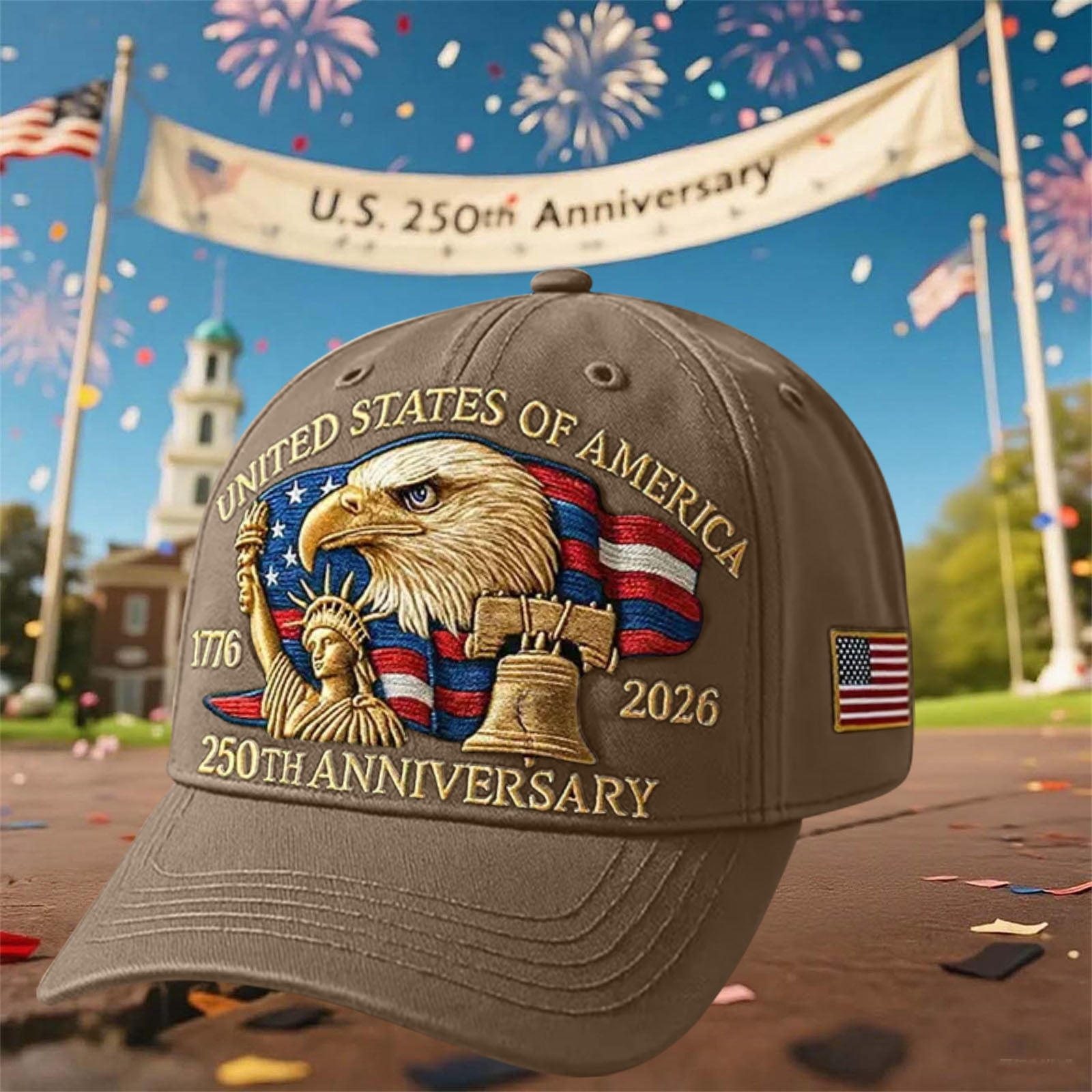 U.S. 250th Anniversary Hat, Bald Eagle Printed Patriotic Baseball Cap ...