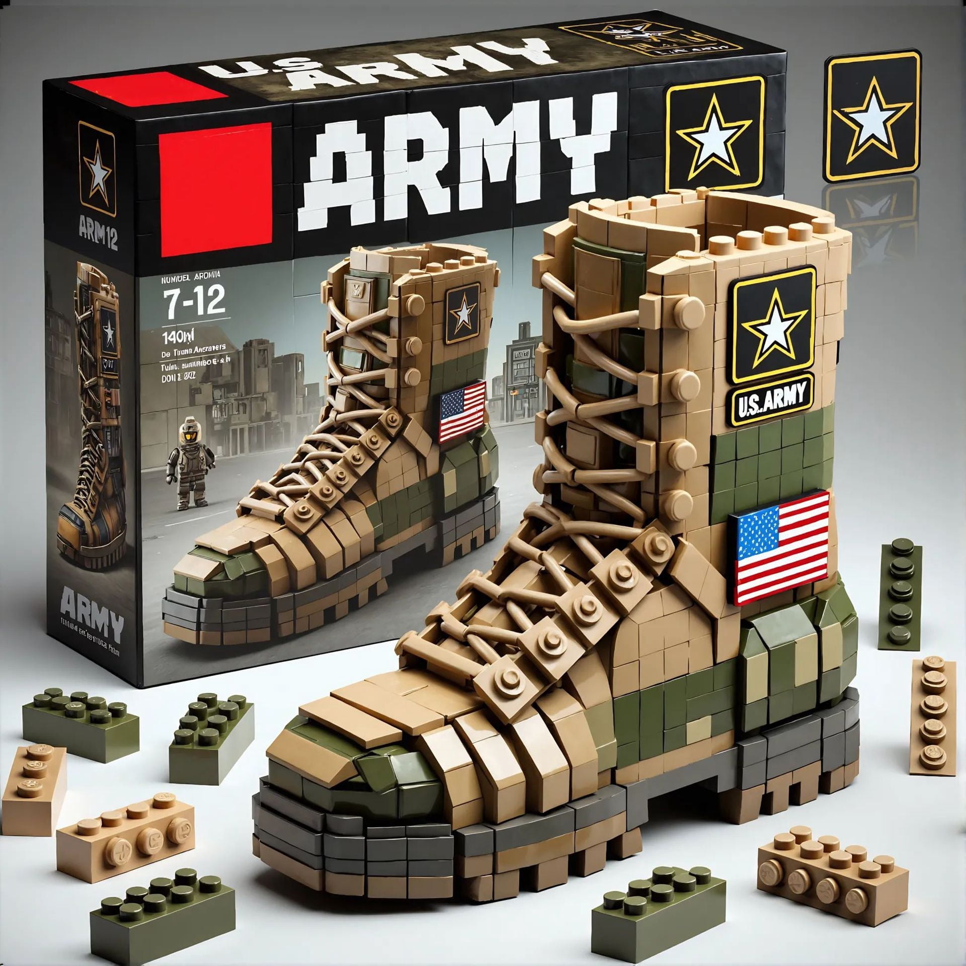 U.S. 250th Anniversary Military Boot Building Blocks Set,Construction ...