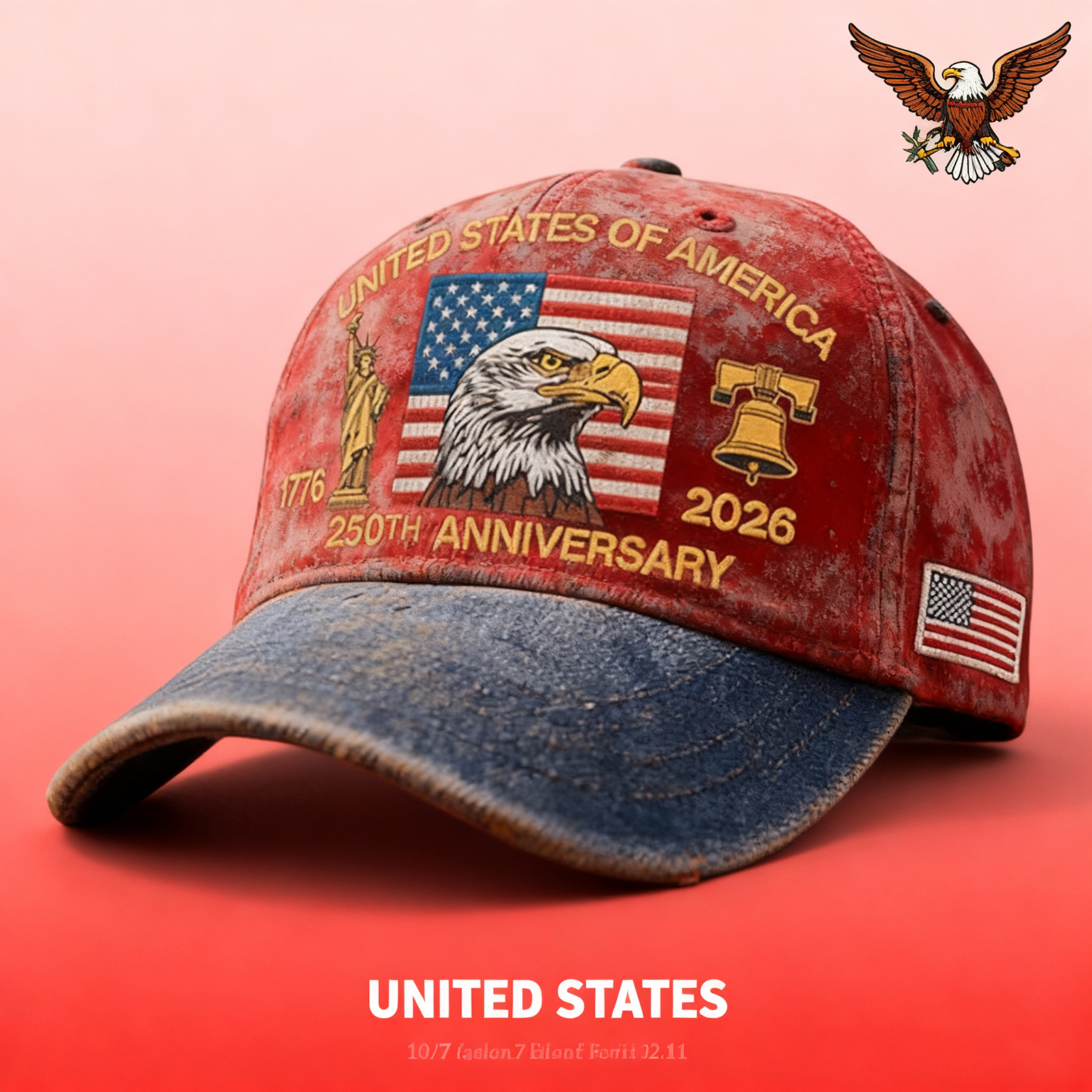 U.S. 250th Anniversary Printed Cap, Patriotic Adjustable Baseball Hat ...