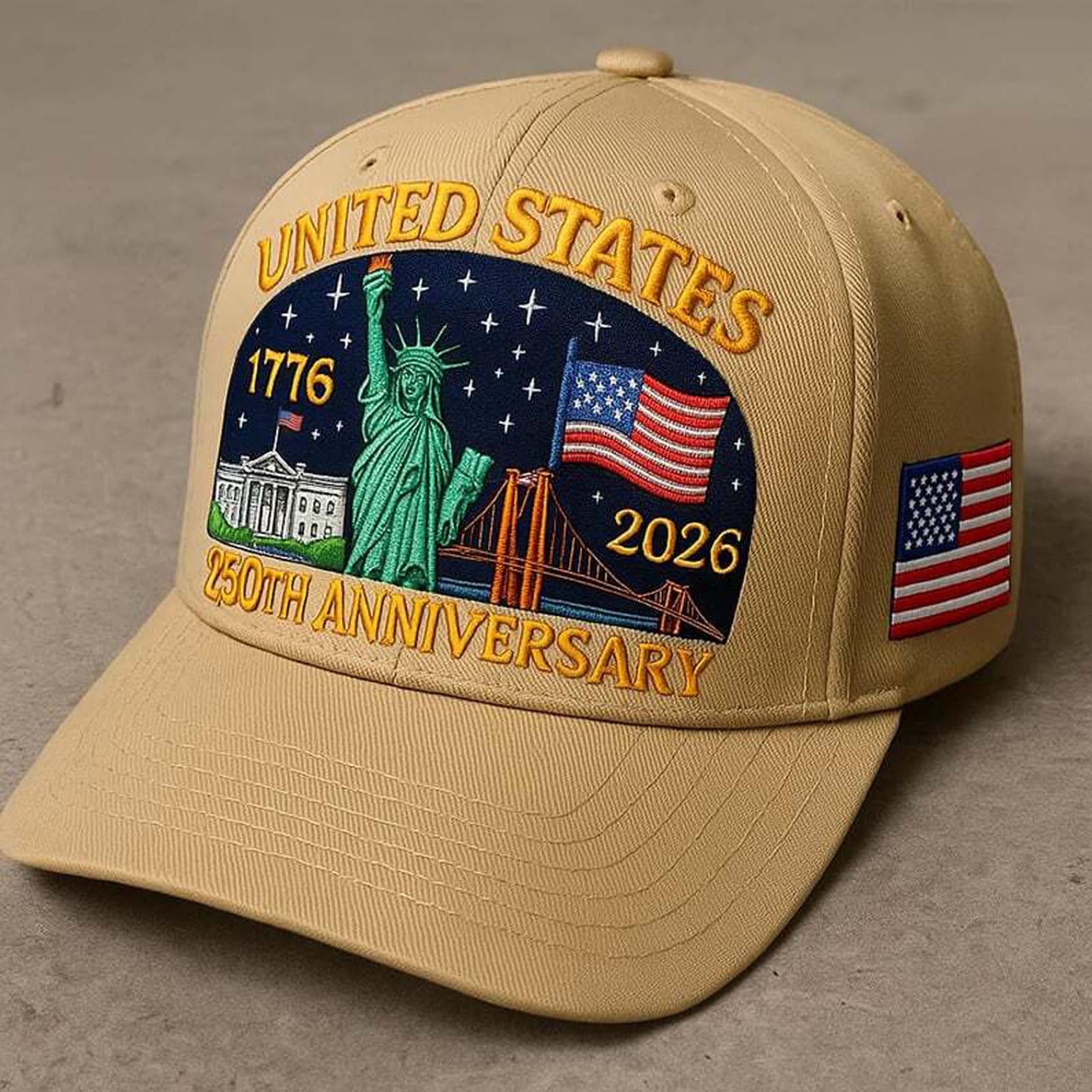 U.S. 250th Anniversary Retro Washed Hat, Patriotic Baseball Cap ...