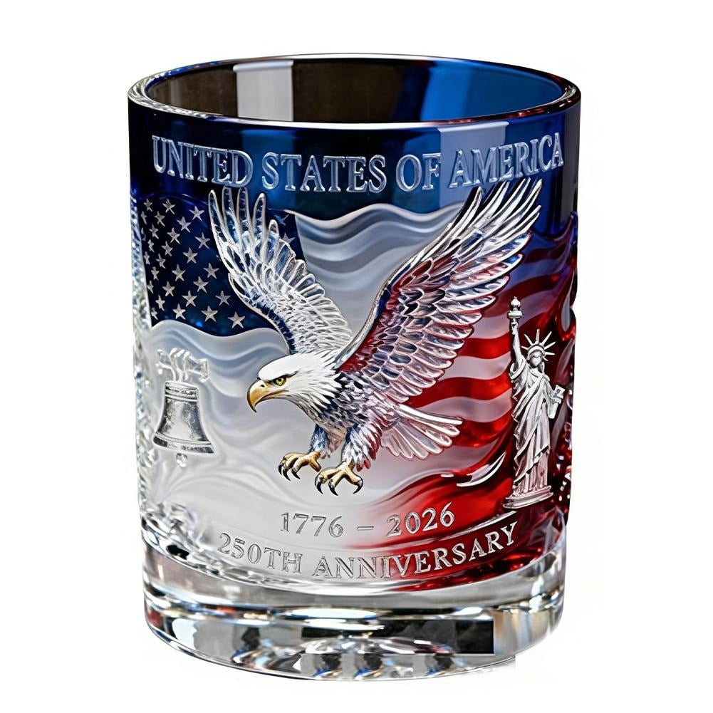 U.S. 250th Anniversary Whiskey Glass, 1776-2026 Heritage Independence ...