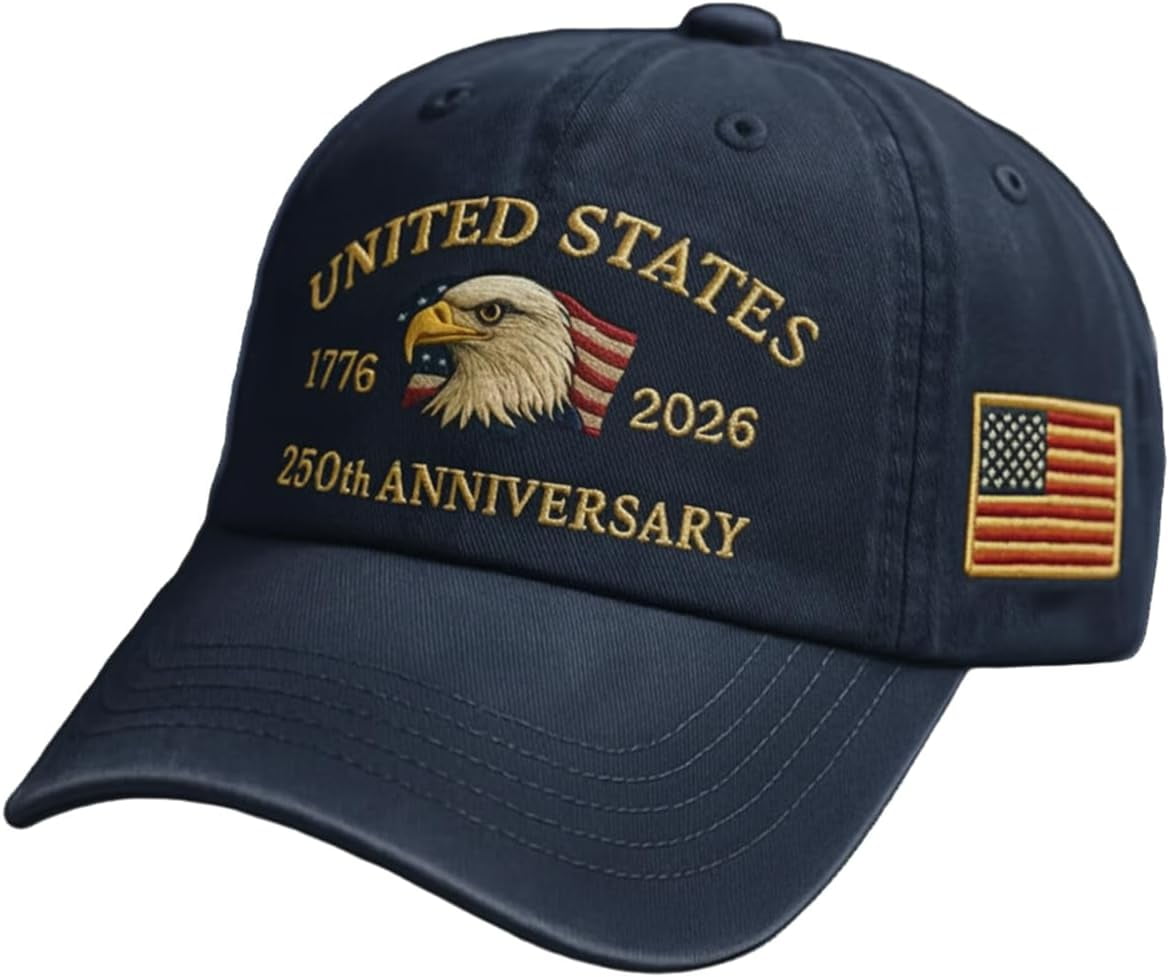 U.S.A. 250th Anniversary Commemorative Hat, Embroidered Adjustable 250 ...