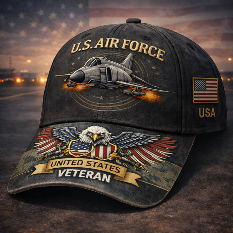 U S AIR FORCE Jet Themed United States Veteran Hat With Significant ...