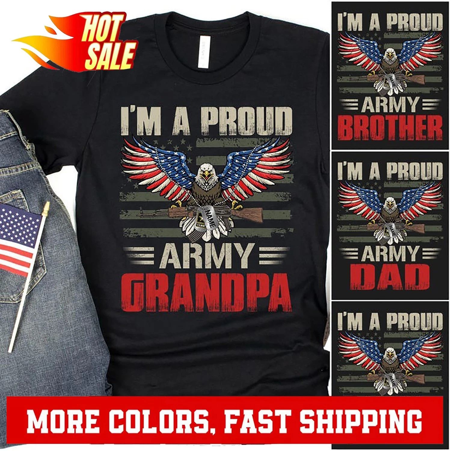 U.S. ARMY Proud US Army Grandma Shirt, Custom Army Family Tshirts ...