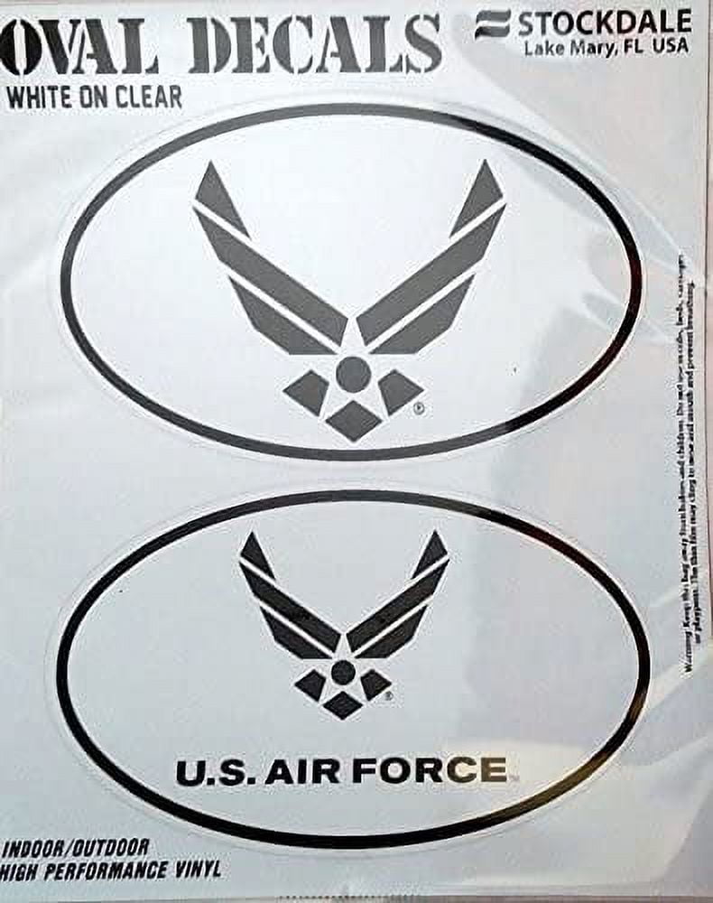 U.S. Air Force 2-Piece White and Clear Euro Decal Sticker Set, 4x2.5 ...
