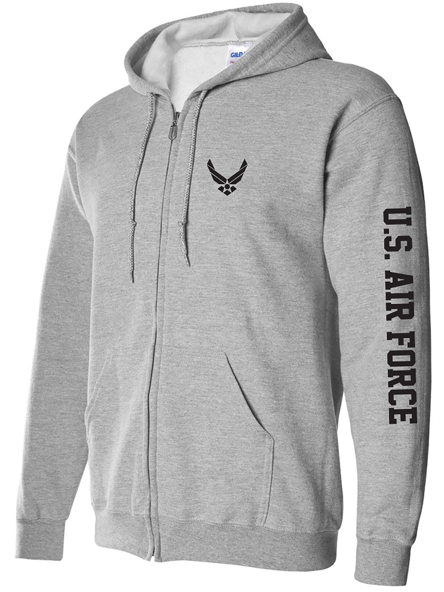 U.S. Air Force Black Sleeve Print Full-Zip Hooded Sweatshirt - Walmart.com