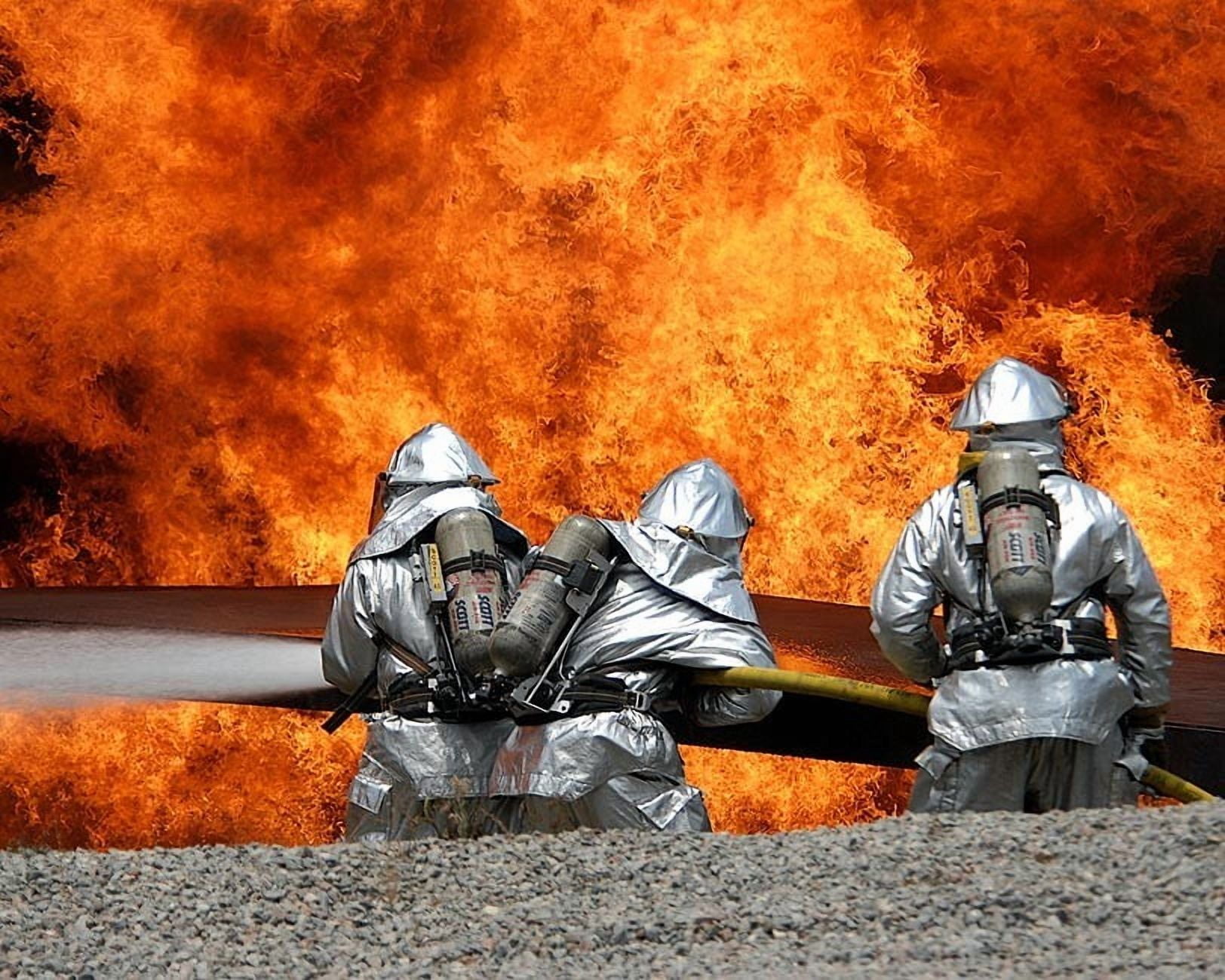 U.S. Air Force Firefighter Training Exercise - 20x30 Inch Laminated ...