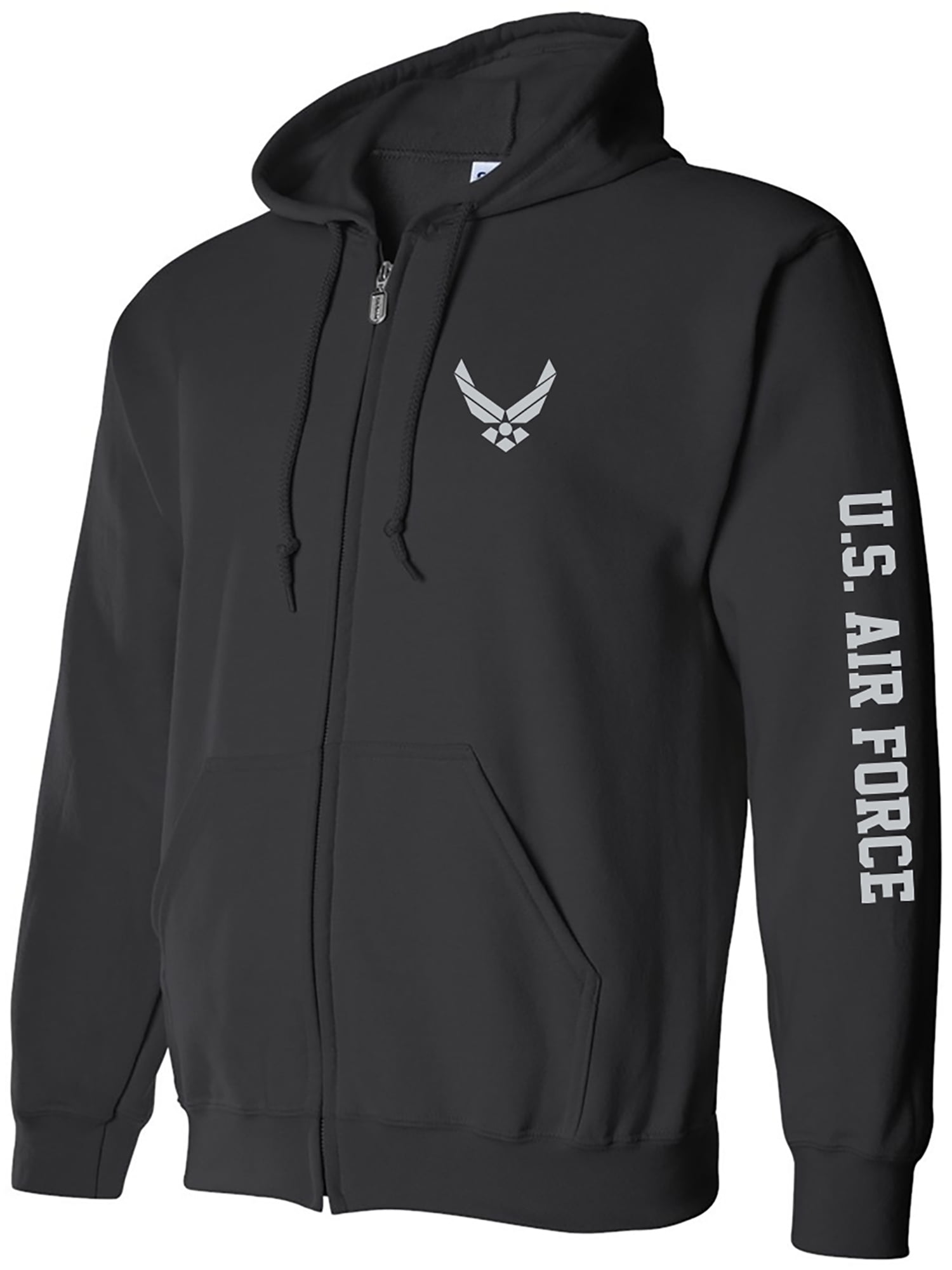 U.S. Air Force Grey Sleeve Print Full-Zip Hooded Sweatshirt - Walmart.com