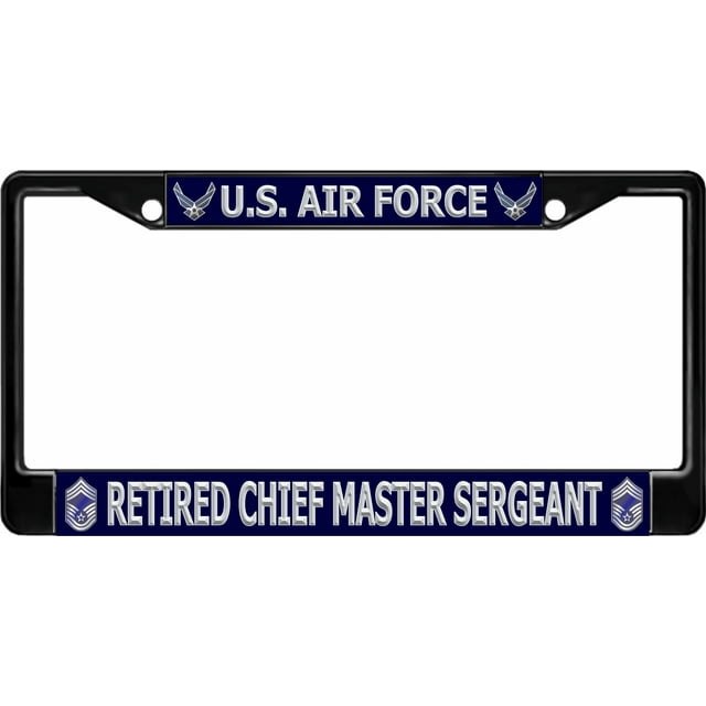 U.S. Air Force Retired Chief Master Sergeant Black License Plate Frame ...