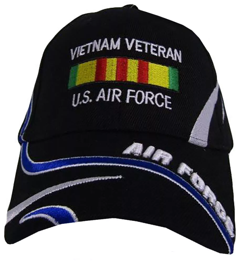 U.S. Air Force Vietnam Vet Veteran Ribbon Black Embroidered Ball Cap ...