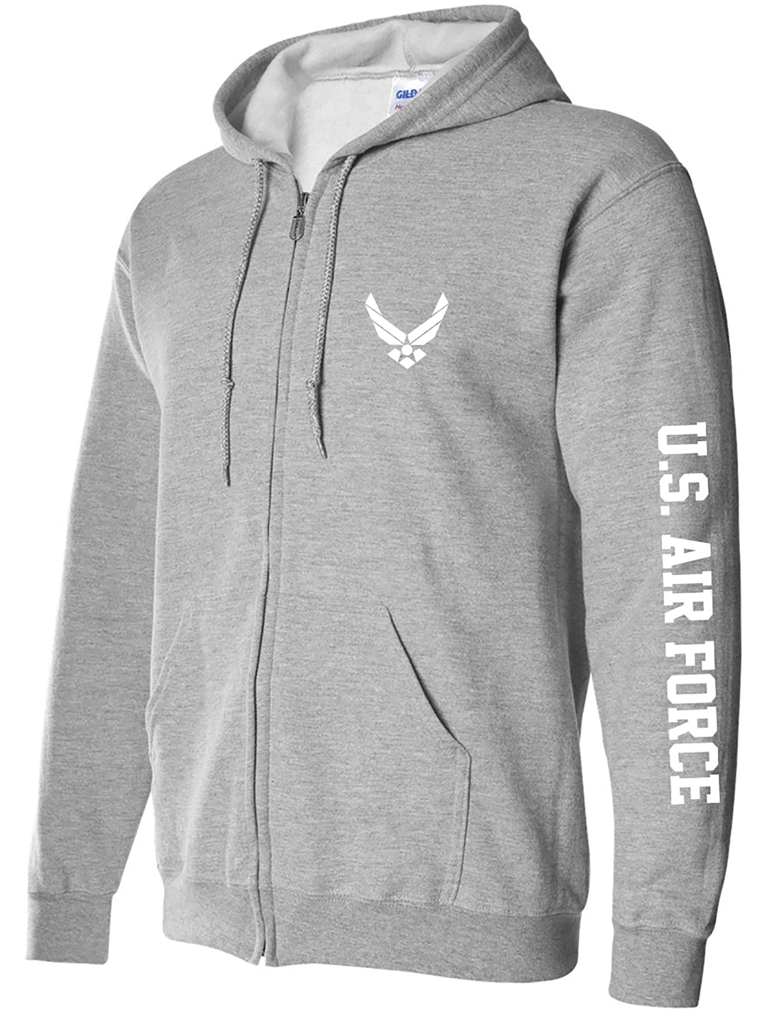 U.S. Air Force White Sleeve Print Full-Zip Hooded Sweatshirt - Walmart.com