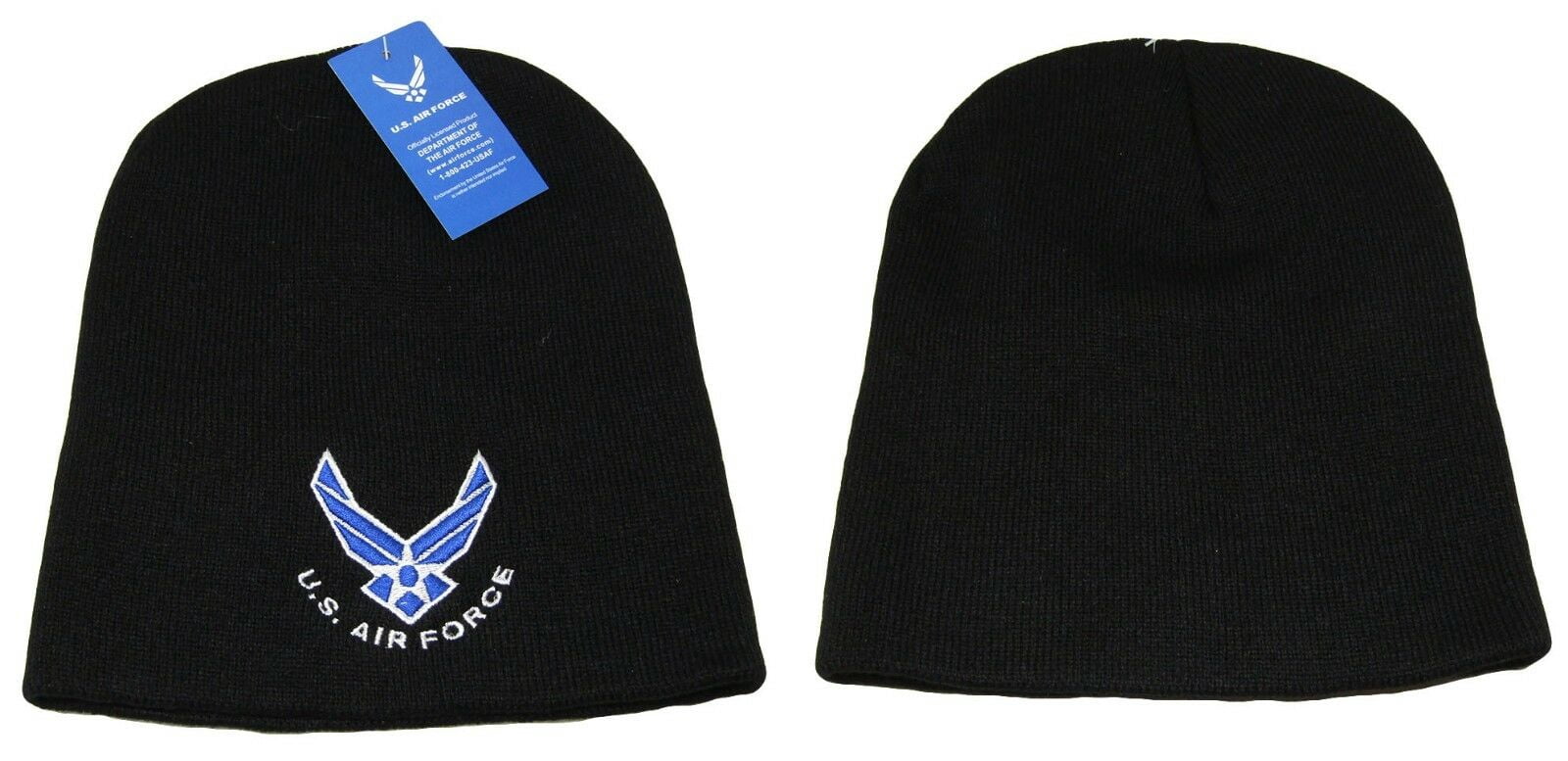 U.S. Air Force Wings Black Embroidered Beanie Skull Cap Hat (Licensed ...