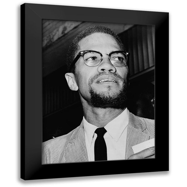 U.S. Archives 12x14 Black Modern Framed Museum Art Print Titled - Malcolm X at Queens Court ...