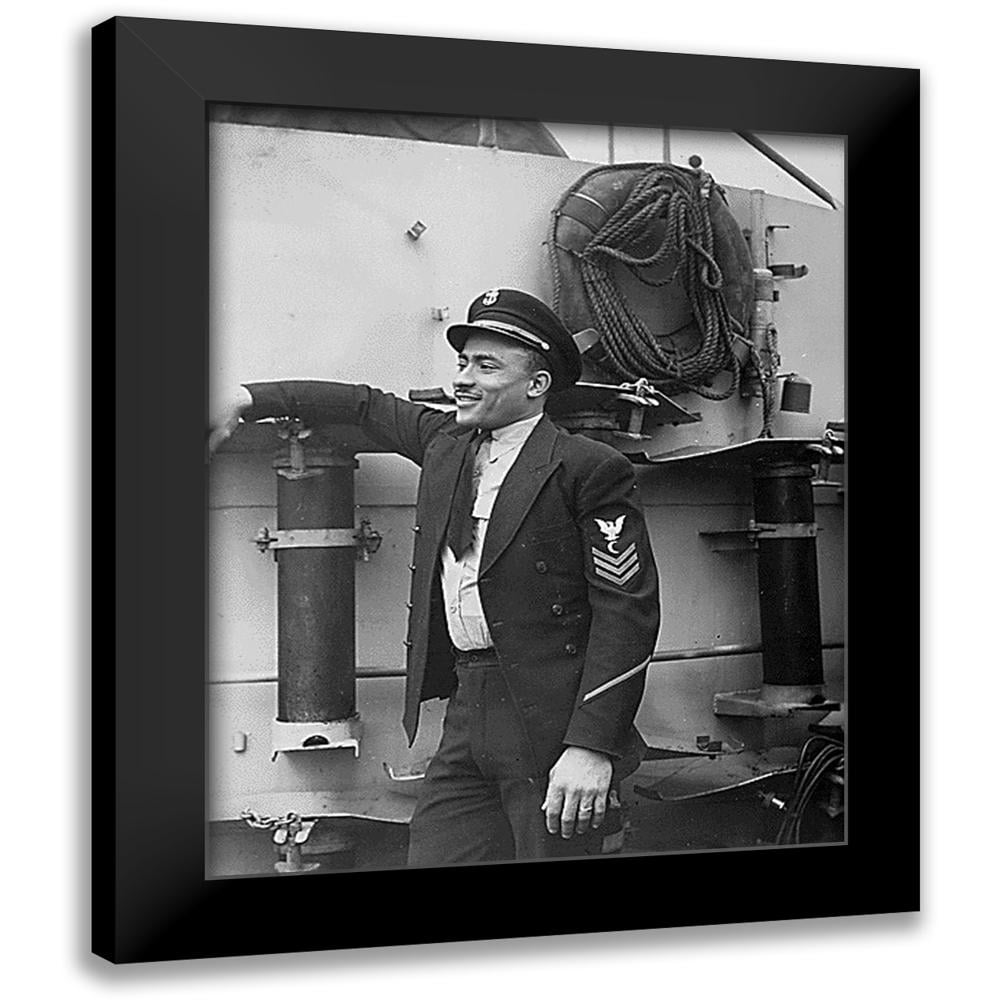 U.S. Archives 20x24 Black Modern Framed Museum Art Print Titled - WWII His crew sank a German ...