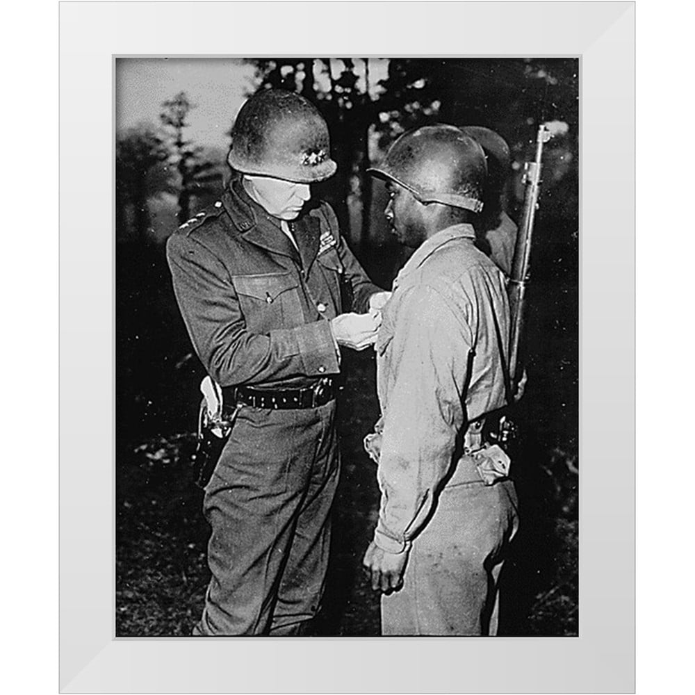 U.S. Archives 26x32 White Modern Wood Framed Museum Art Print Titled - WWII Lt. Gen. George S ...