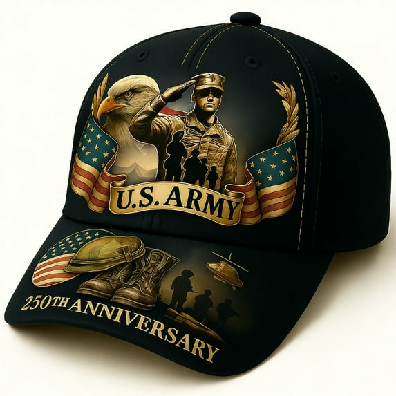 U.S. Army 250th Anniversary Cap: Saluting Soldier, Eagle & Military ...