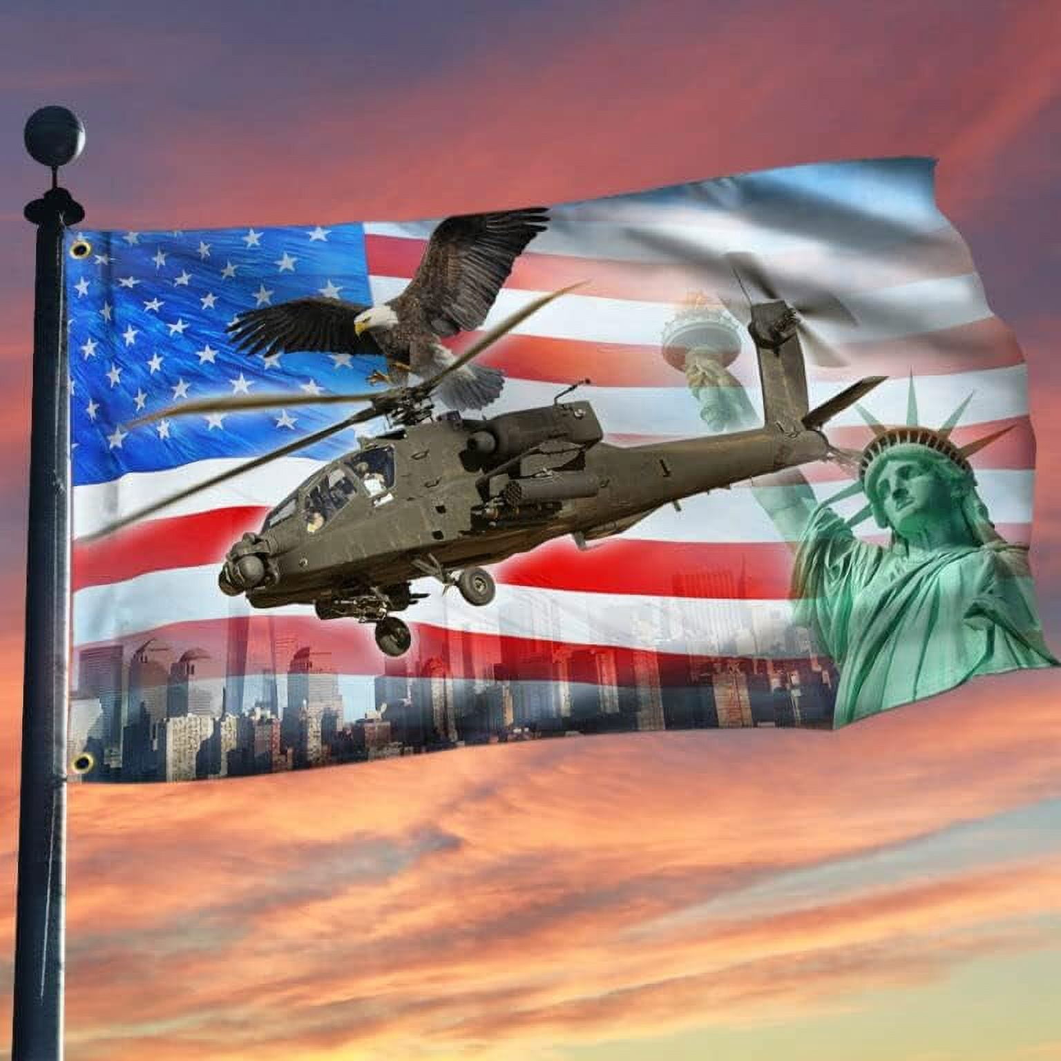 U.S. Army American Boeing AH-64 Apache Flag - UV Fade Resistant Double ...