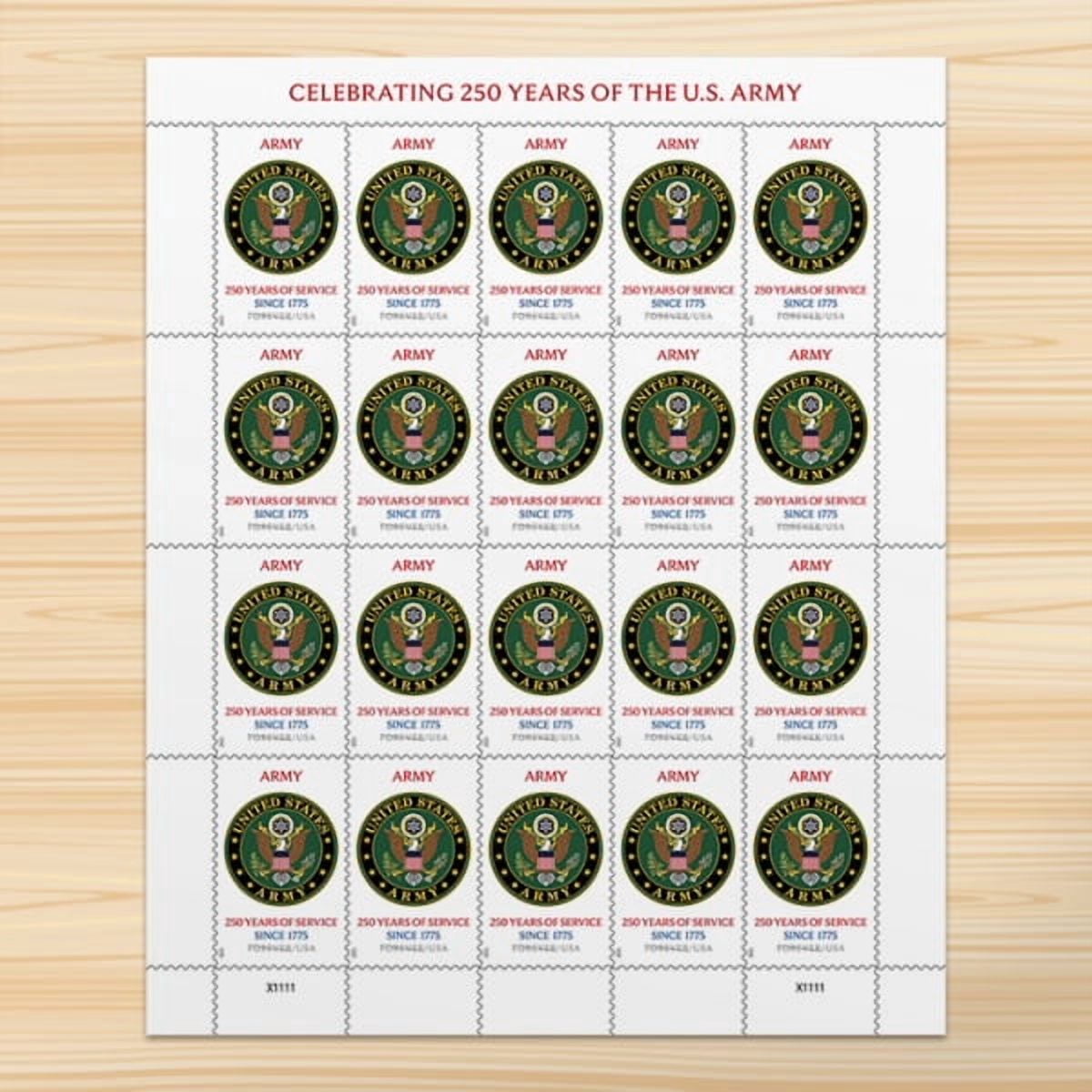 U.S.Army Celebrating 250 Years Forever Postage Stamp 1 Sheet of 20 US ...