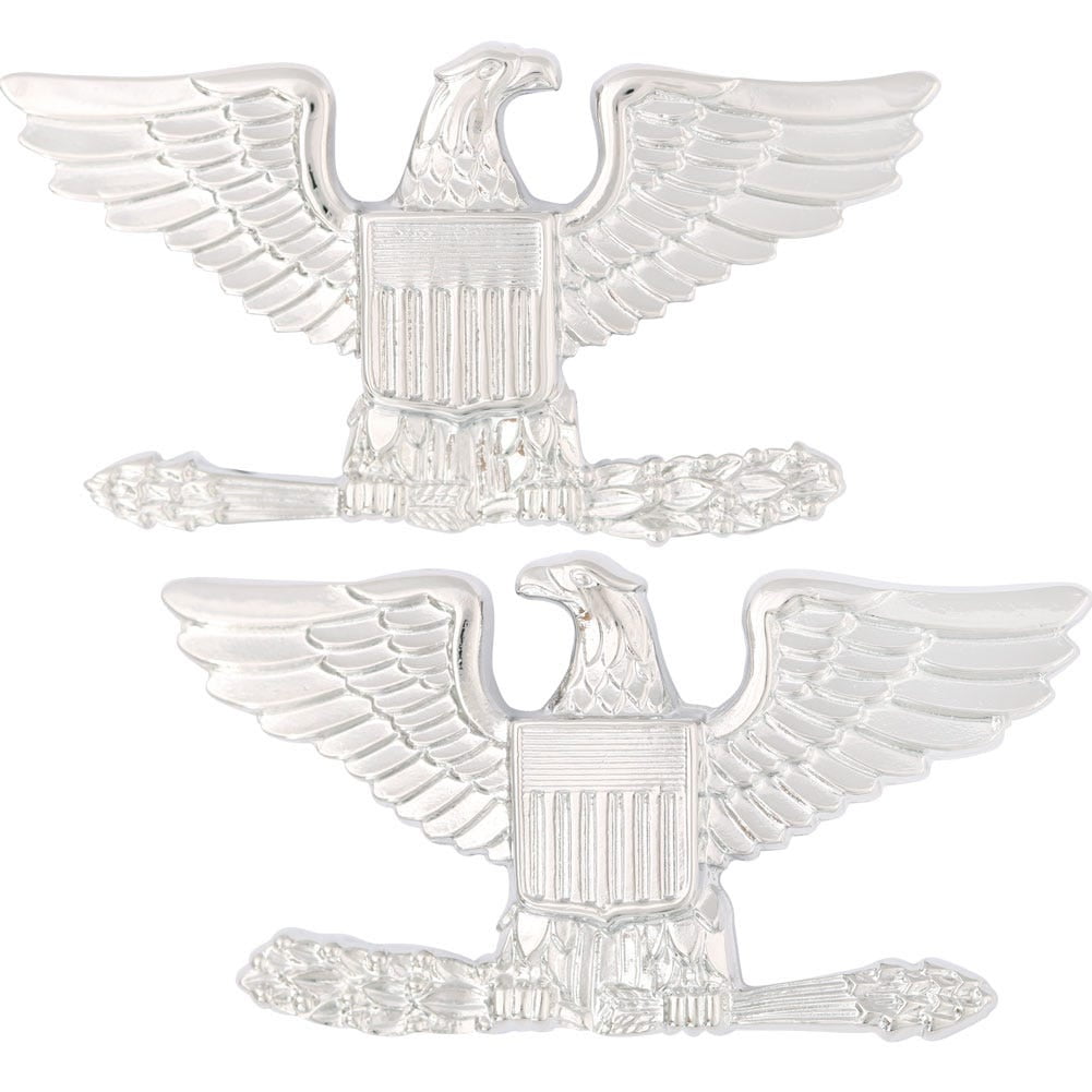 U.S. Army Colonel (O-6) Nickel Plated Regulation Size Insignia - 1 pr ...