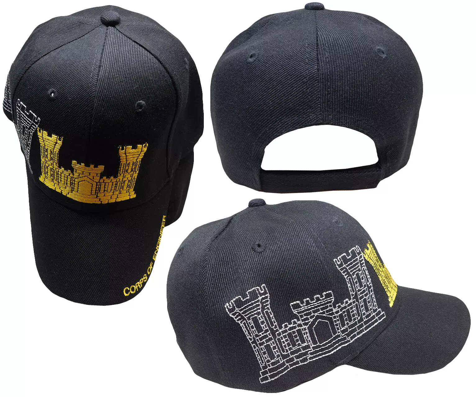 U.S. Army Corps of Engineer Black Shadow Embroidered Cap Hat CAP613 ...