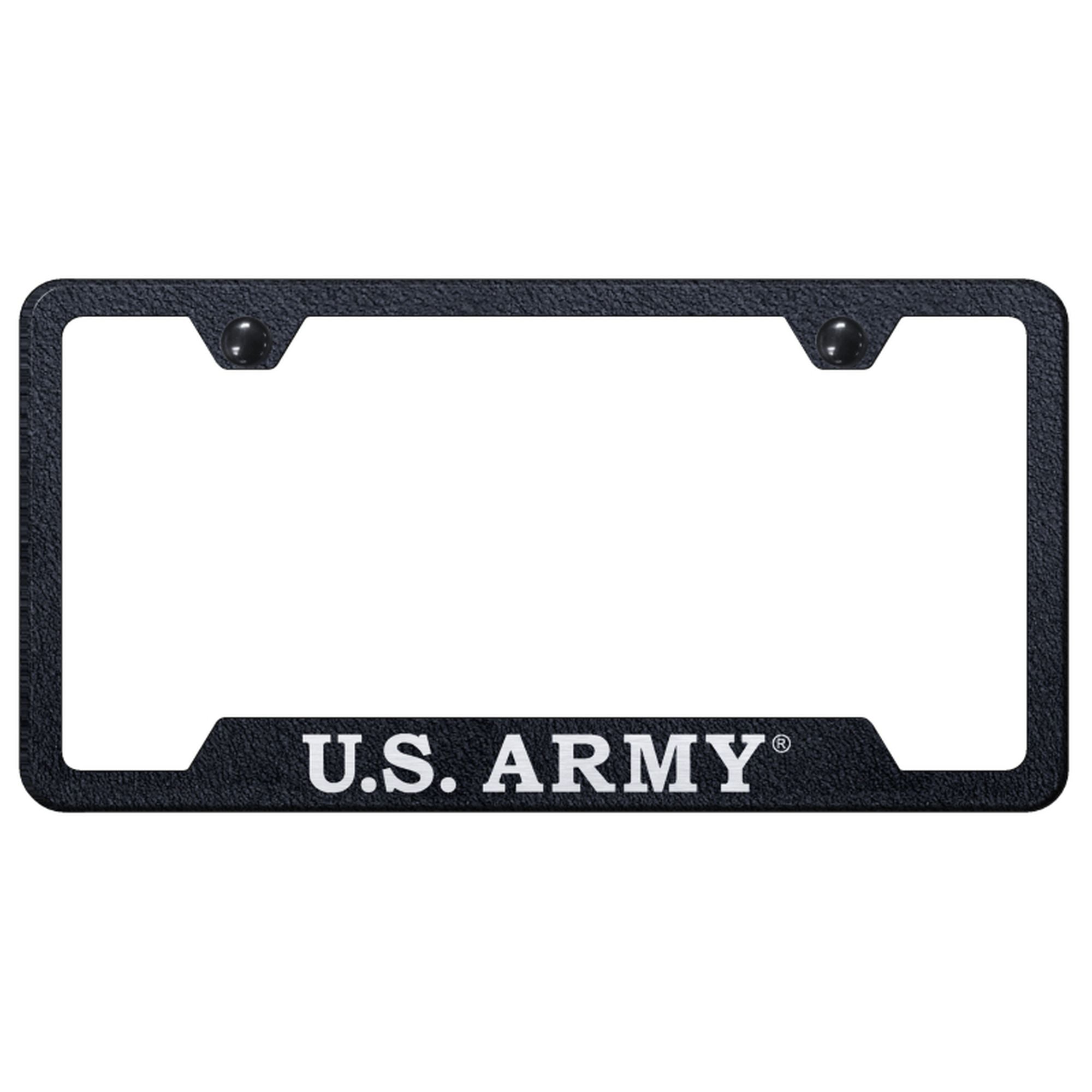 U.S. Army Laser Etched Logo Cut-Out License Plate Frame (Rugged Black ...