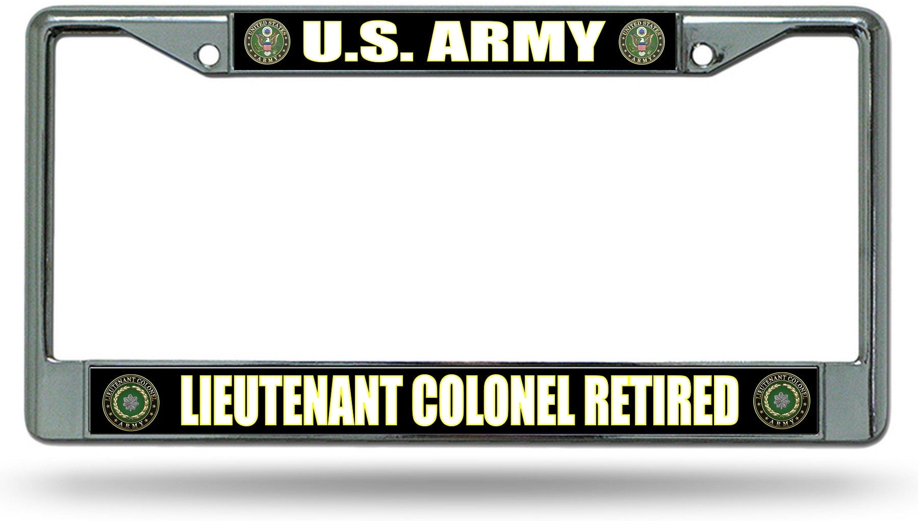 U.S. Army Lieutenant Colonel Retired Chrome License Plate Frame ...