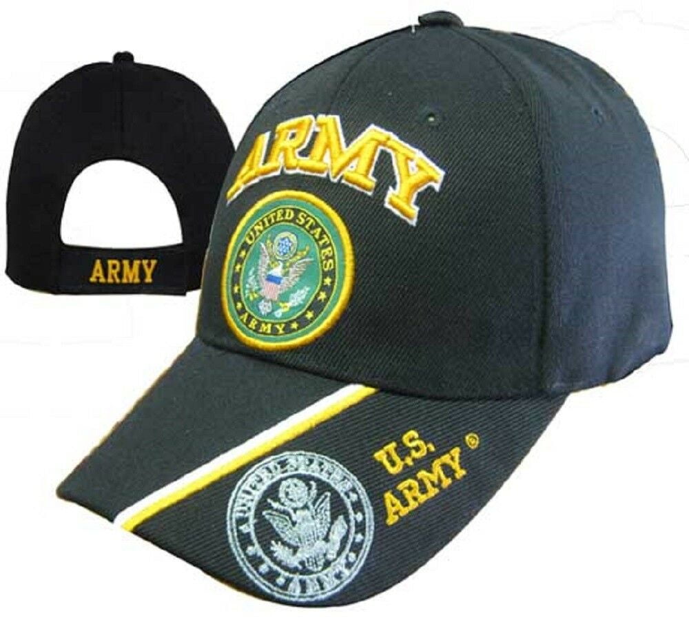 U.S. Army Logo Emblem "Logo" On Bill Black Embroidered Cap Hat CAP601M ...