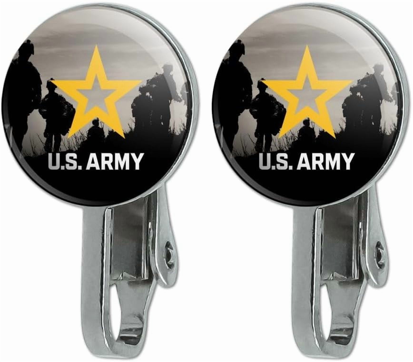 U.S. Army Logo with Soldier Silhouettes Novelty Clip-On Stud Earrings ...