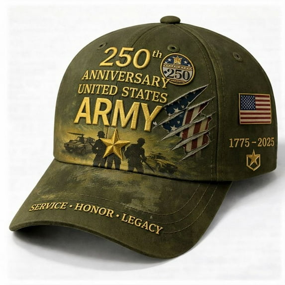 U.S. Army Patriotic 250th Anniversary Vintage Cap Unisex Golden ...