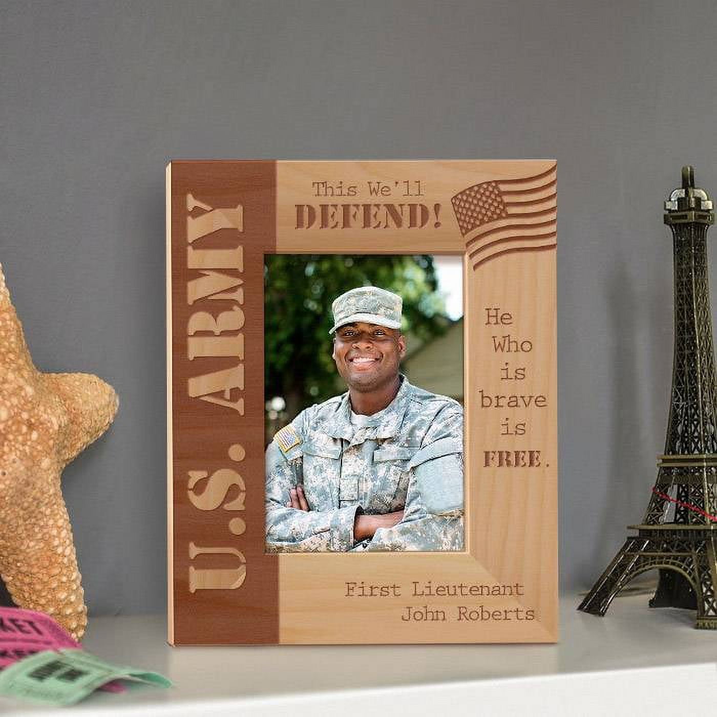 U.S Army Personalized Wooden Picture Frame 3 1/2" x 5" Brown (Vertical ...