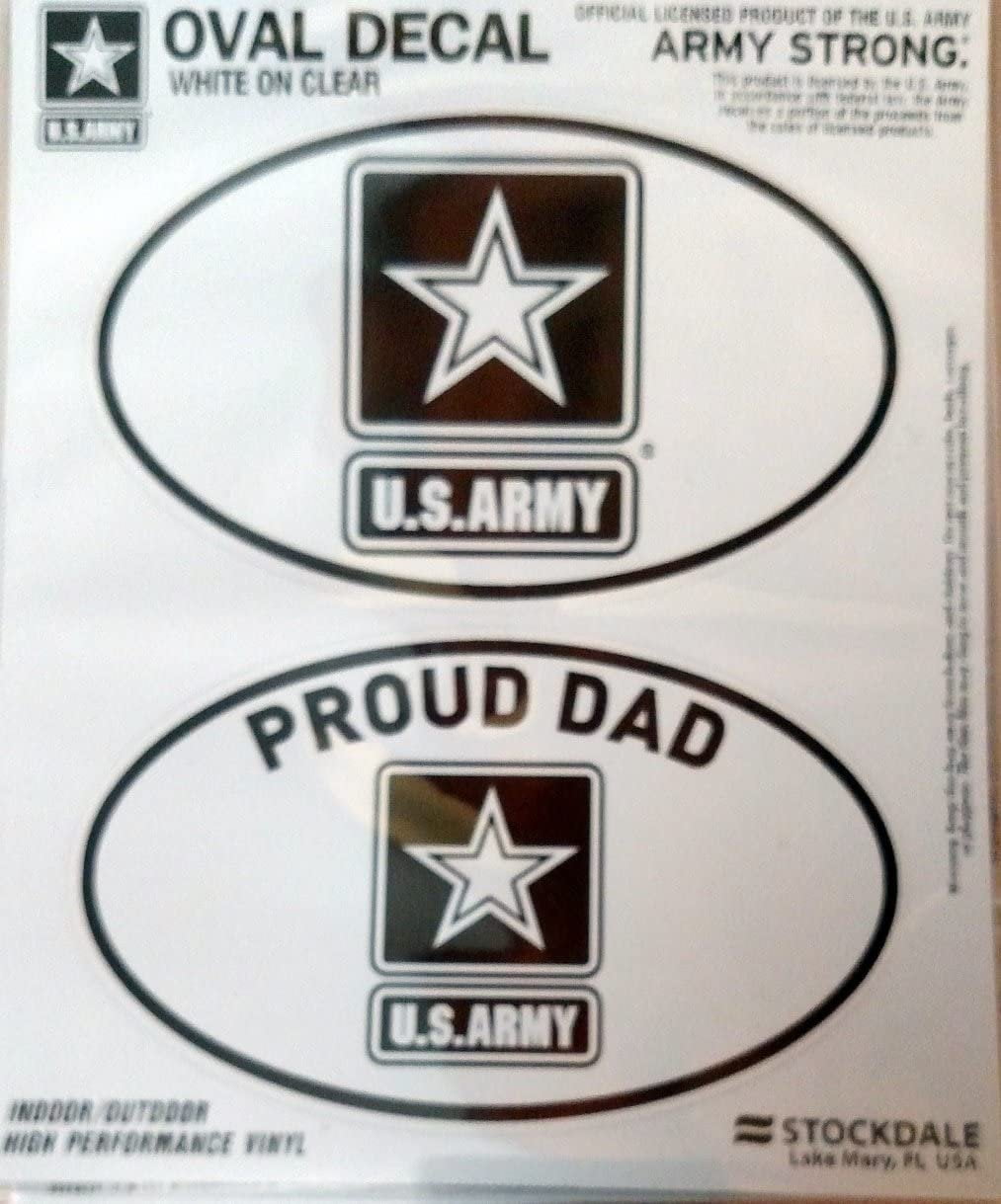 U.S. Army, Proud Dad, 2-Piece White and Clear Euro Decal Sticker Set ...