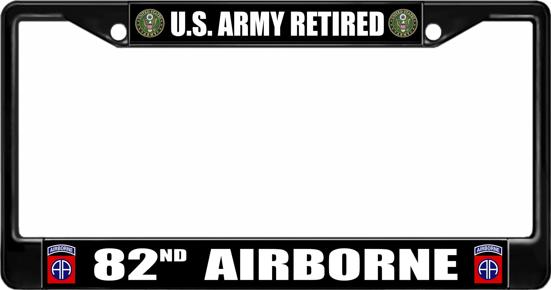 U.S. Army Retired 82nd Airborne Black License Plate Frame - Walmart.com