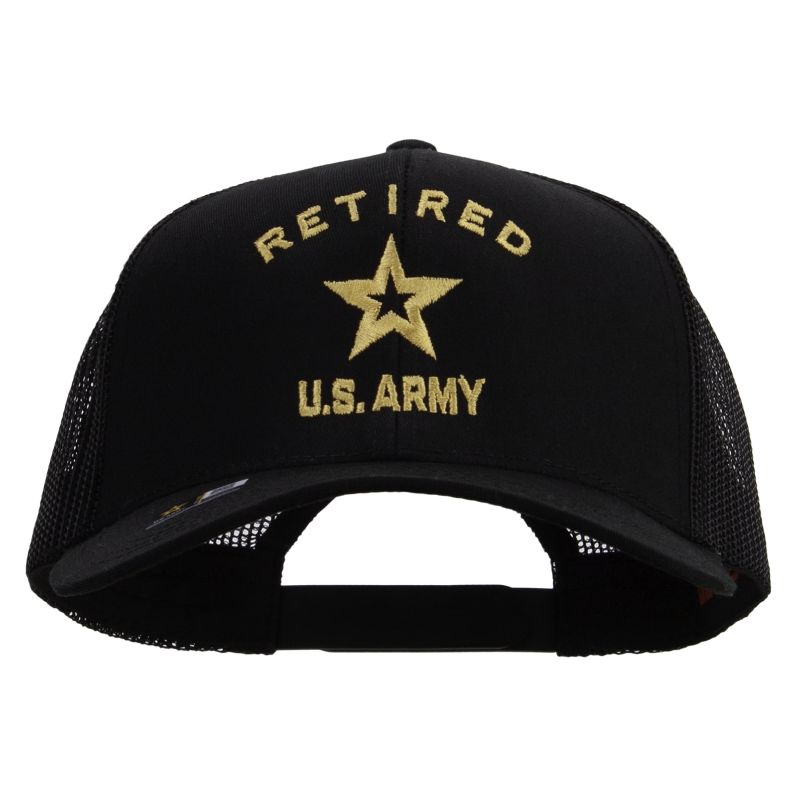 U.S. Army Retired Military Embroidered Solid Cotton Twill Mesh Prostyle ...