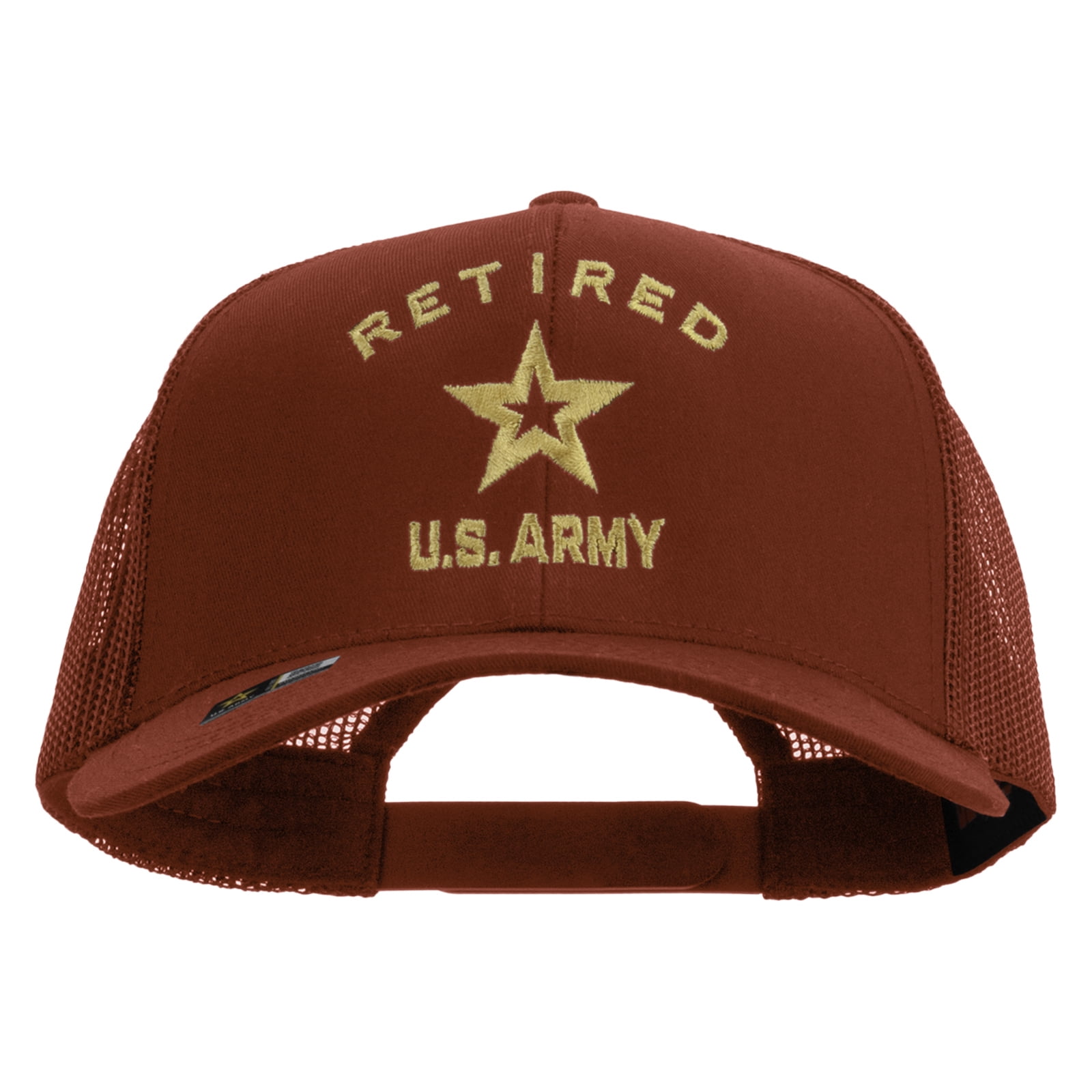 U.S. Army Retired Military Embroidered Solid Cotton Twill Mesh Prostyle ...
