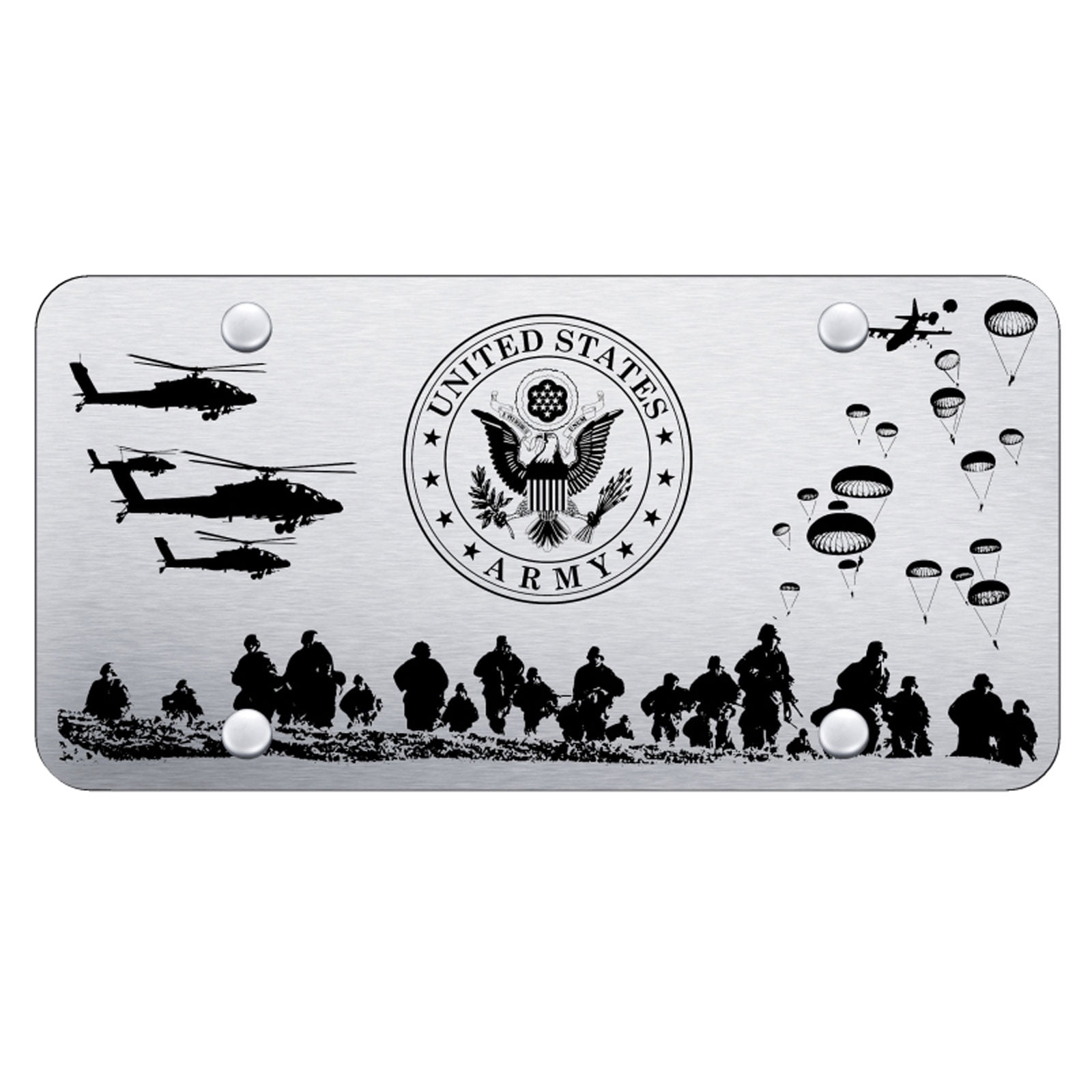 U.S. Army Theme Laser Etched Logo License Plate (Brushed Chrome ...