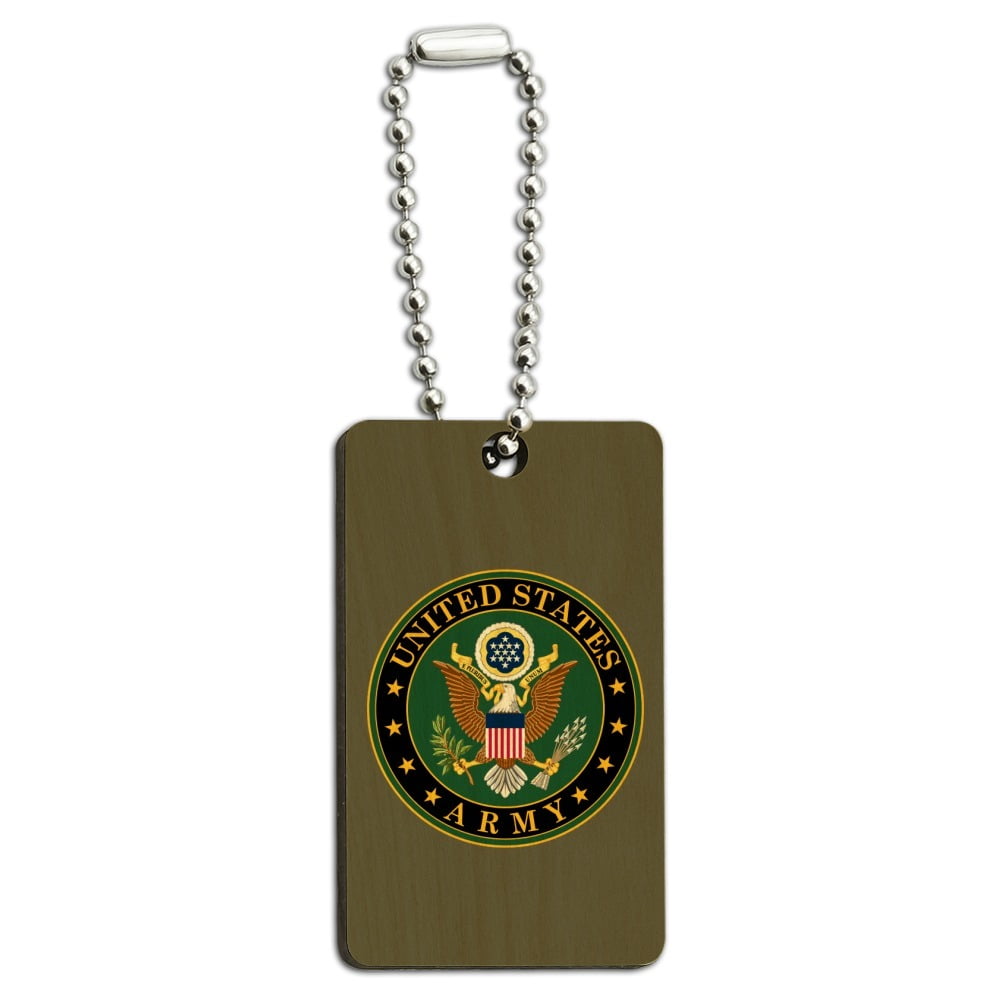 U.S. Army United States Army Eagle Logo Wood Wooden Rectangle Keychain ...