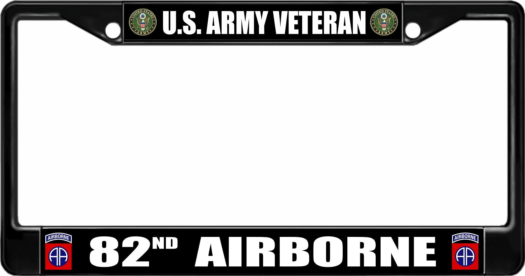 U.S. Army Veteran 82nd Airborne Black License Plate Frame - Walmart.com
