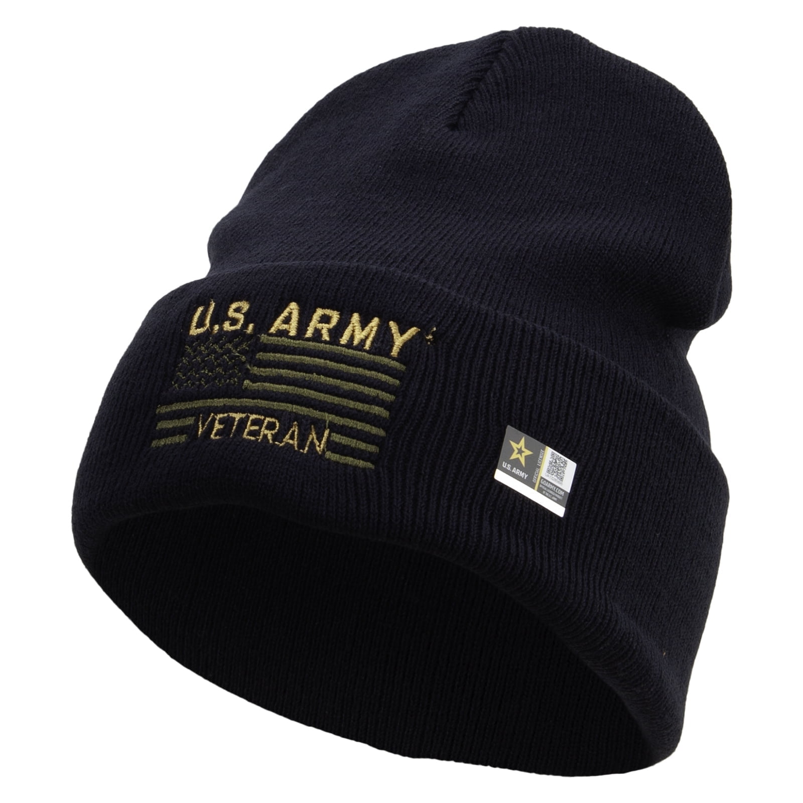 U.S. Army Veteran Embroidered Long Knitted Beanie - Navy OSFM - Walmart.com