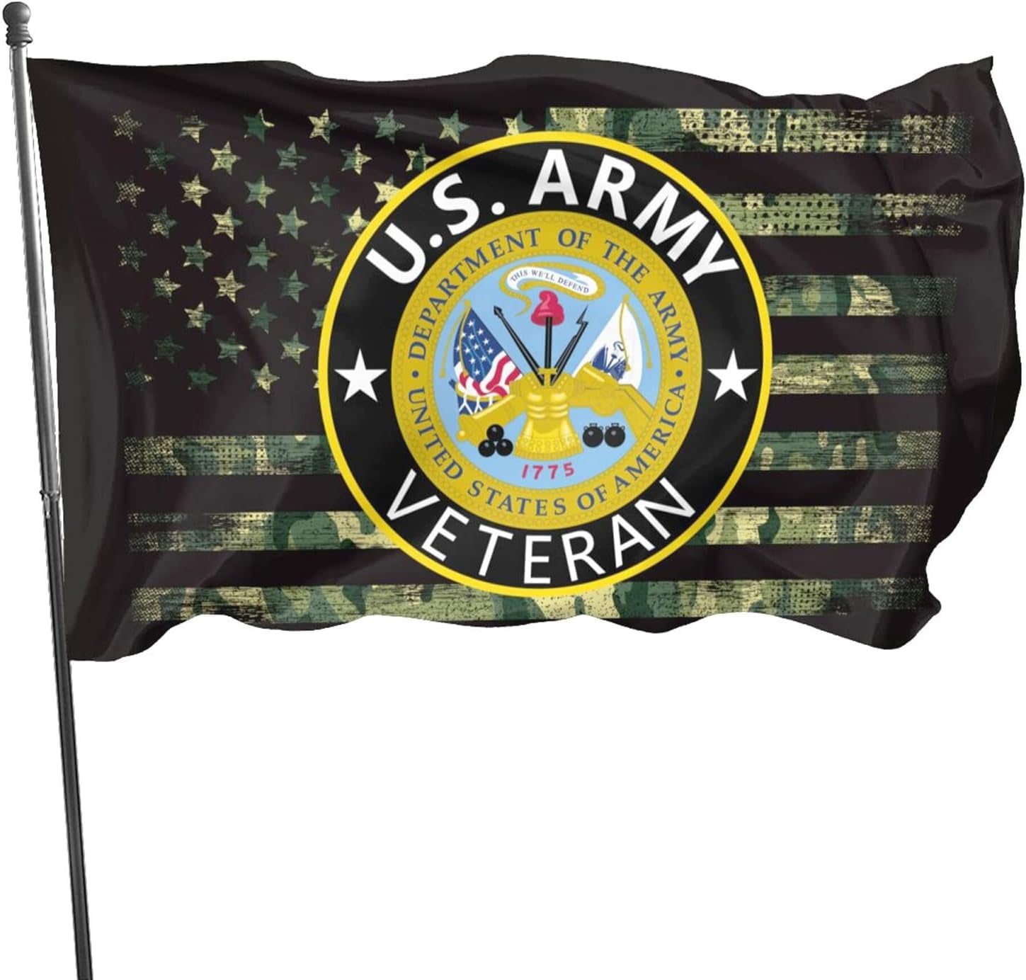 U.S. Army Veteran Flag 3x5 Ft Polyester Print and Vivid Color American ...