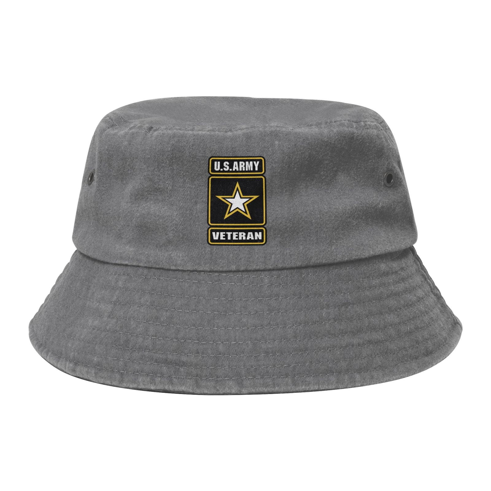 U.S. Army Veteran Logo Washed Bucket Hat For Men Women Denim Bucket Hat ...