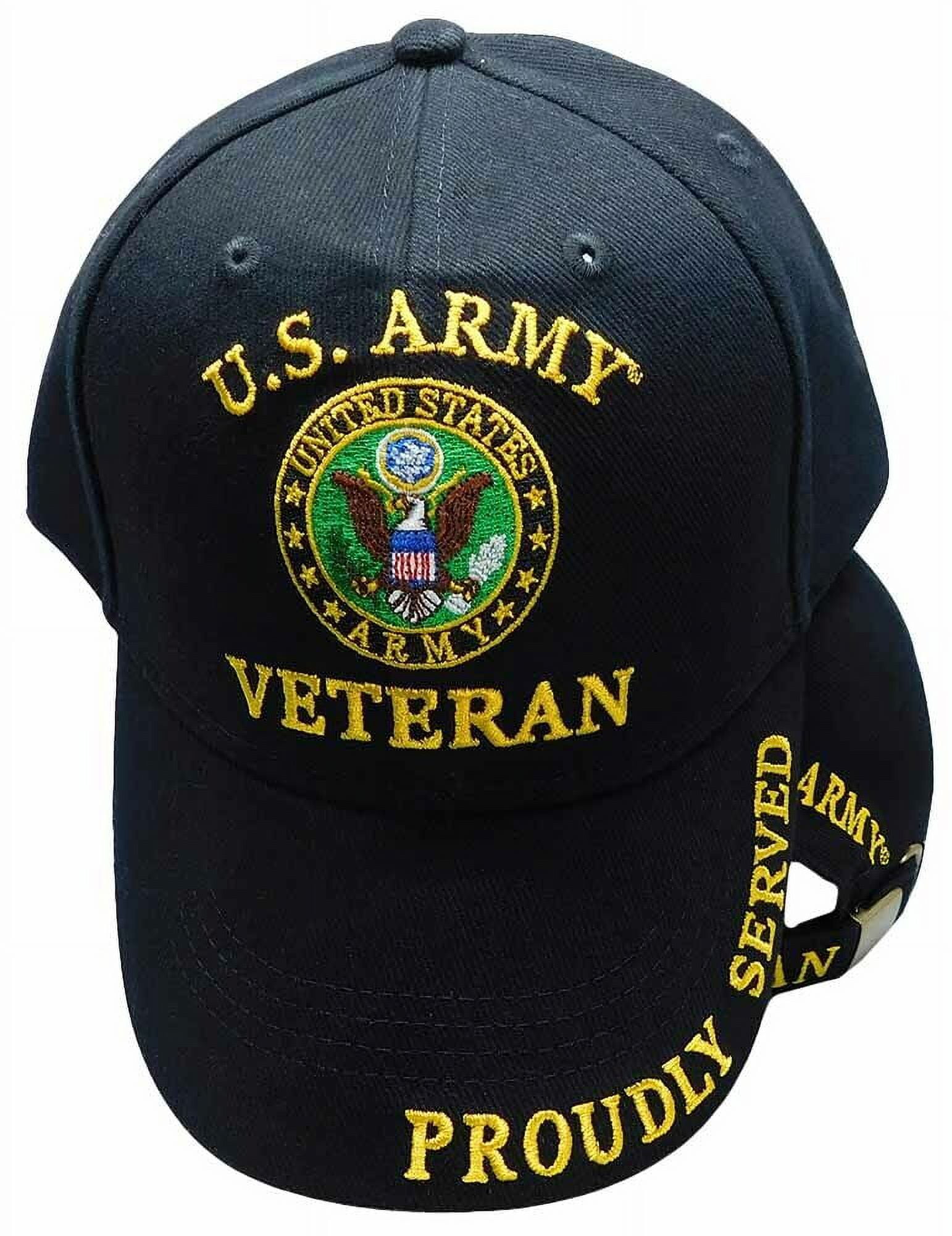 U.S. Army Veteran Proudly Served Black Adjustable Embroidered Cap Hat ...
