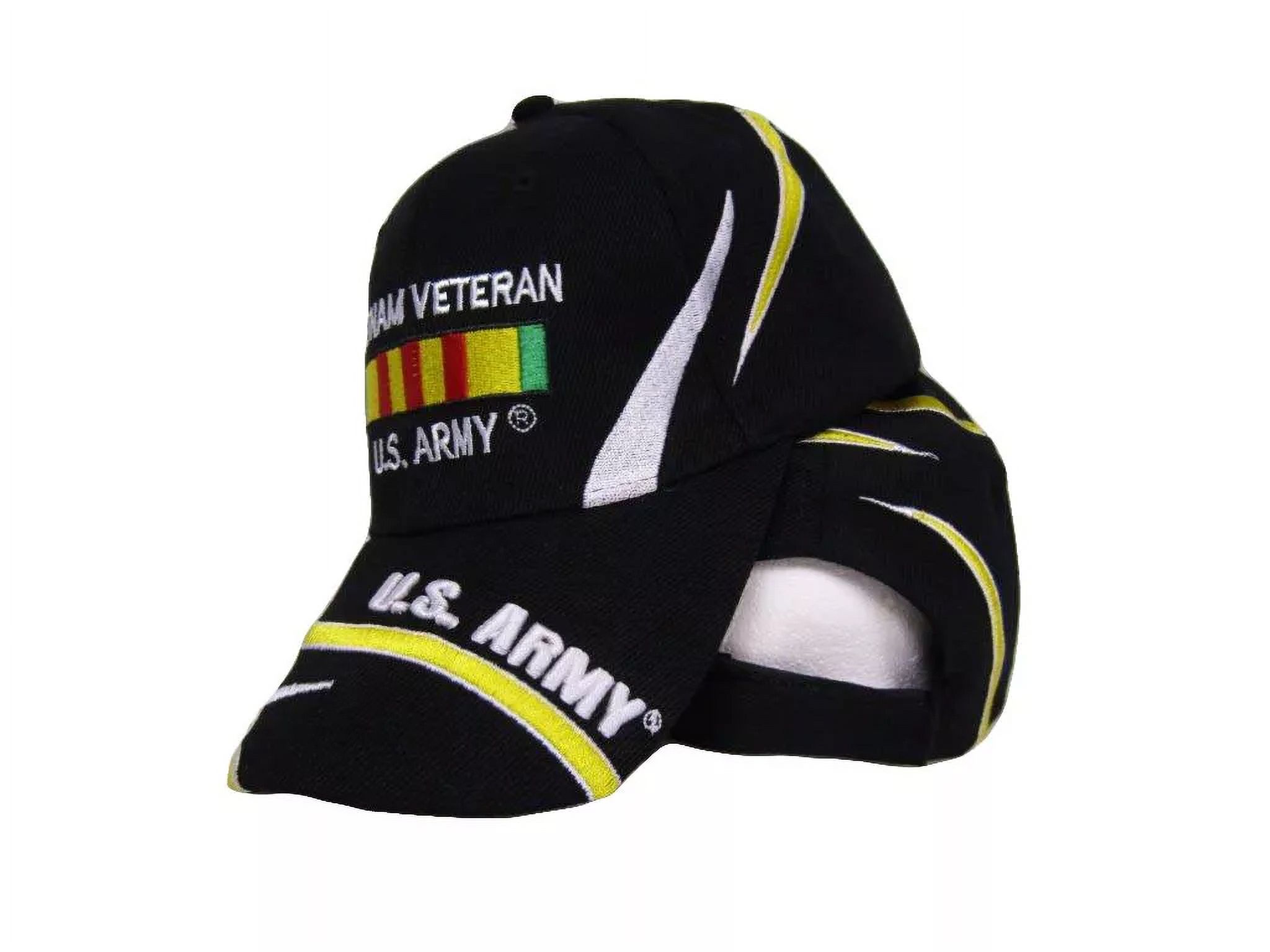 U.S. Army Vietnam Vet Veteran Ribbon Black Embroidered Ball Cap Hat USA ...