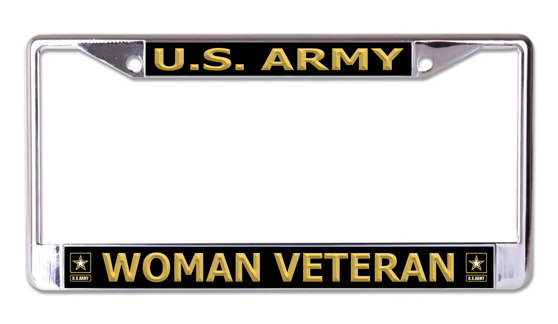 U.S. Army Woman Veteran Black Background Chrome License Plate Frame ...
