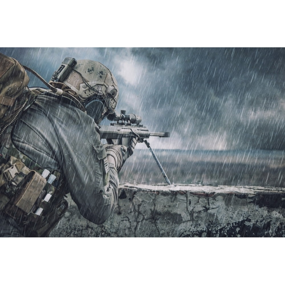 U.S. Army sniper during a military operation. Poster Print by Oleg ...