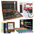 U.S. Art Supply 102-Piece Set, Wooden Case, 80 Piece Acrylic Paint Set ...
